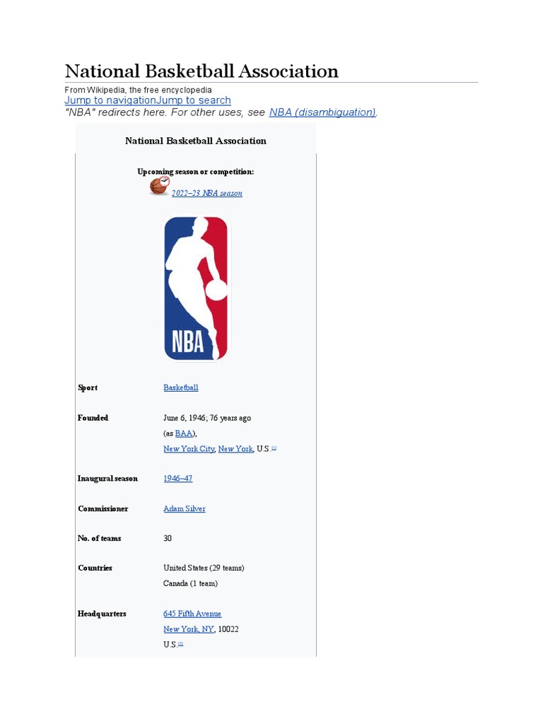 National Basketball Association: "NBA" Redirects Here. For Other Uses ...