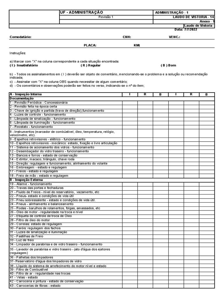 Check List Caminhão Truck | PDF | Pneu | Engenharia de Transporte