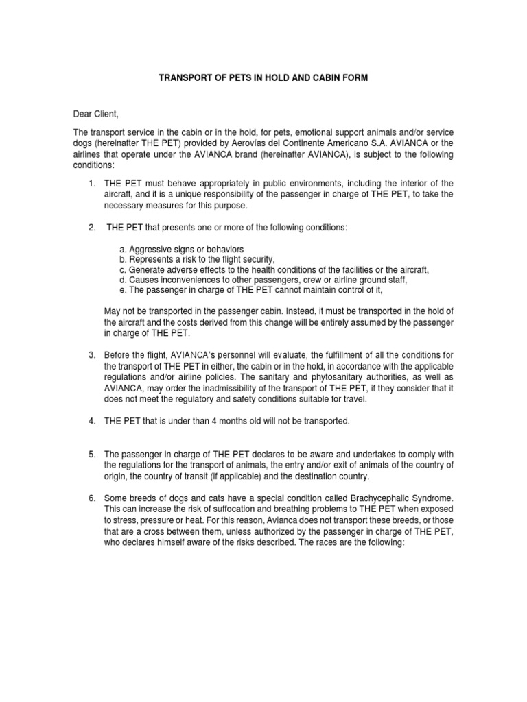 Transport of Pets Form | PDF | Domesticated Animals | Dog Breeds