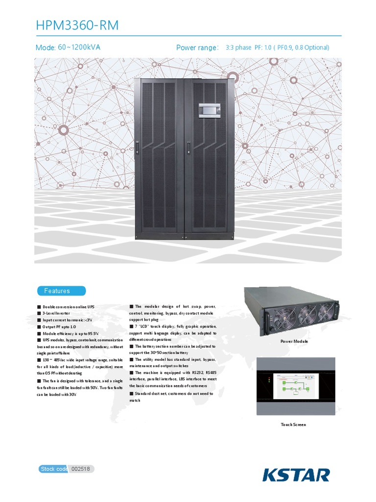 C03. KSTAR HPM 3300 60KVA Modular UPS | PDF | Mains Electricity ...