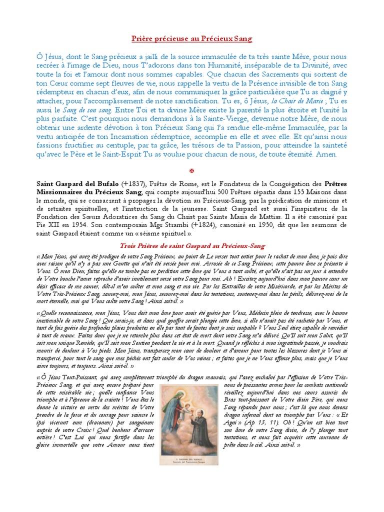 Prieres Au Precieux Sang Du Christ | Download grátis PDF | Jésus ...