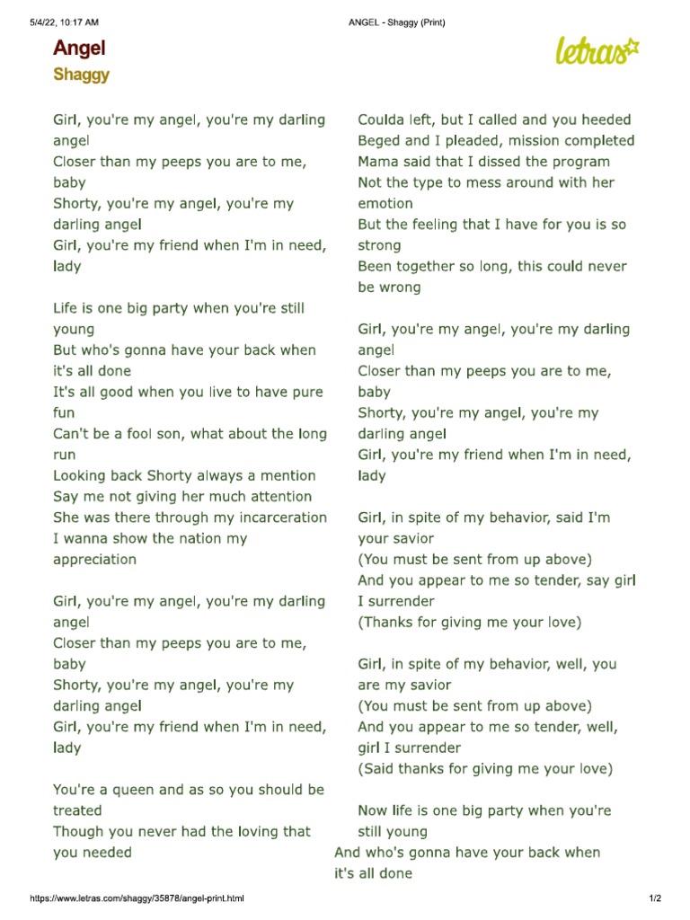 shaggy angel lyrics _ shaggy angel song – ZSMF