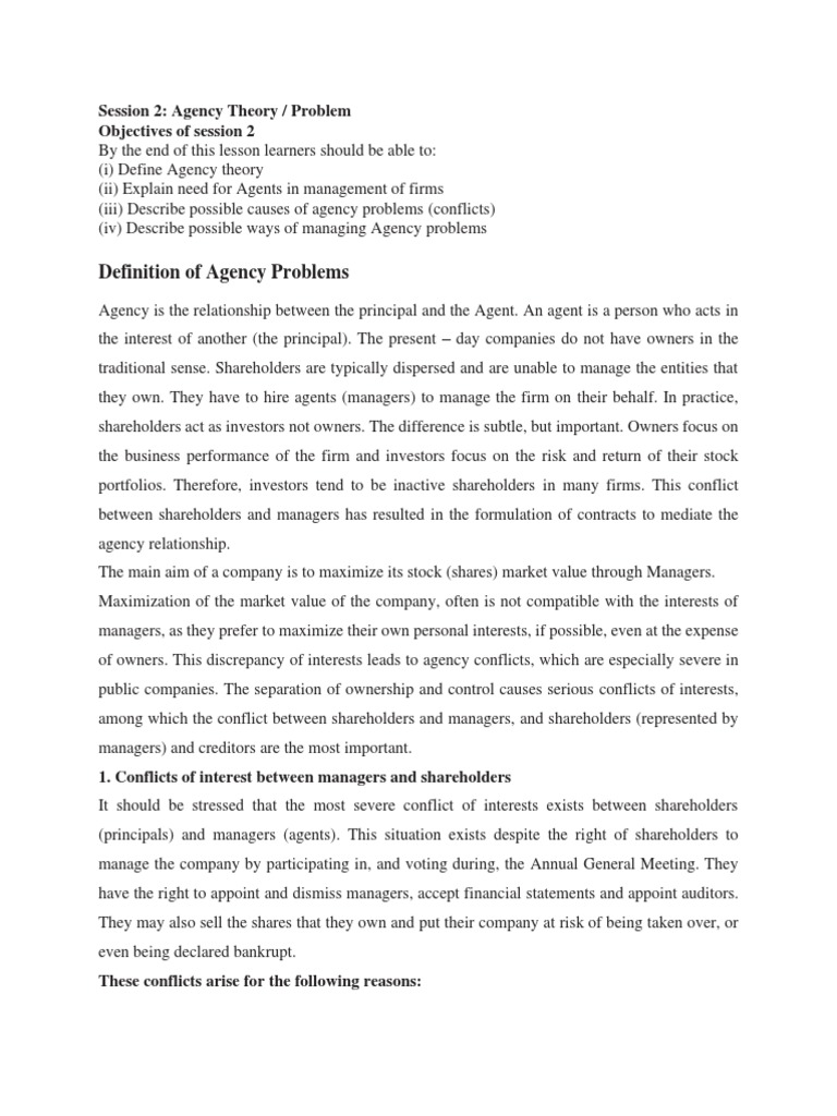 Agency Problems and Their Consequences | PDF | Bonds (Finance) | Debt