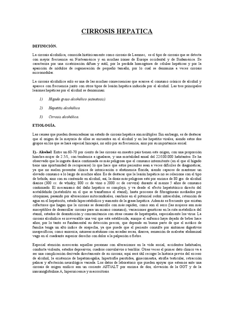 Cirrosis Hepatica | PDF | Cirrosis | Especialidades Medicas