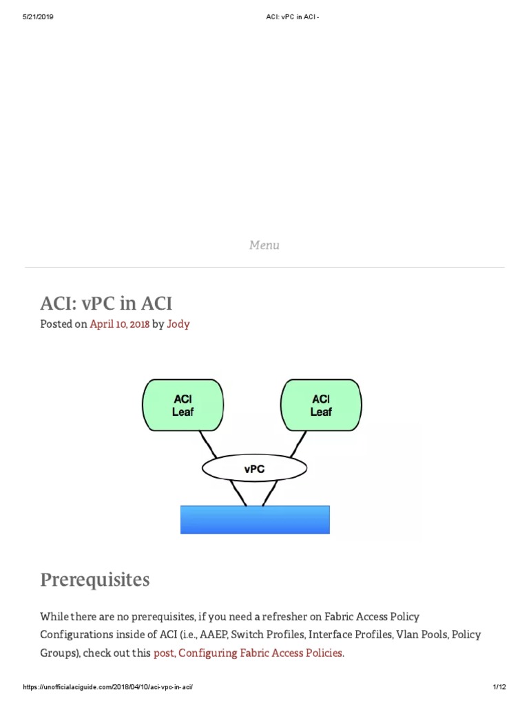 ACI - VPC in ACI | PDF | Computer Network | Port (Computer Networking)