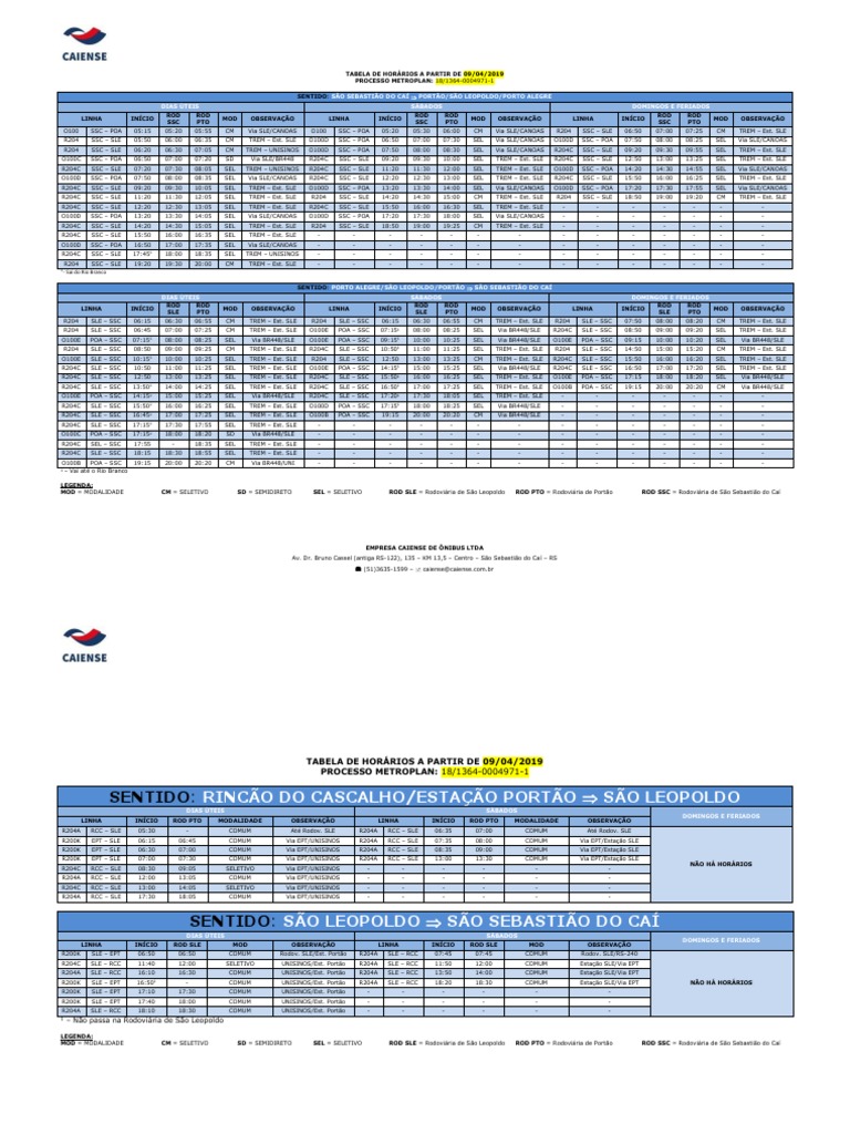 04.2019 - A3 INFORMATIVO - Tabela de Horários Geral | PDF