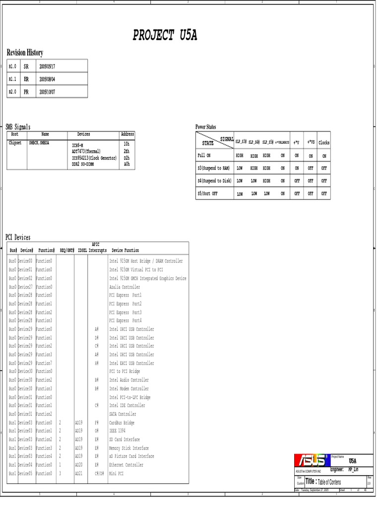 ASUS U5A Rev2.0 Schematic Diagram | PDF | Usb | Information Age