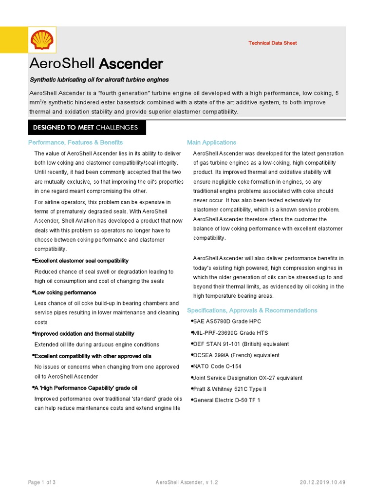 Aeroshell Ascender: Performance, Features & Benefits Main Applications ...