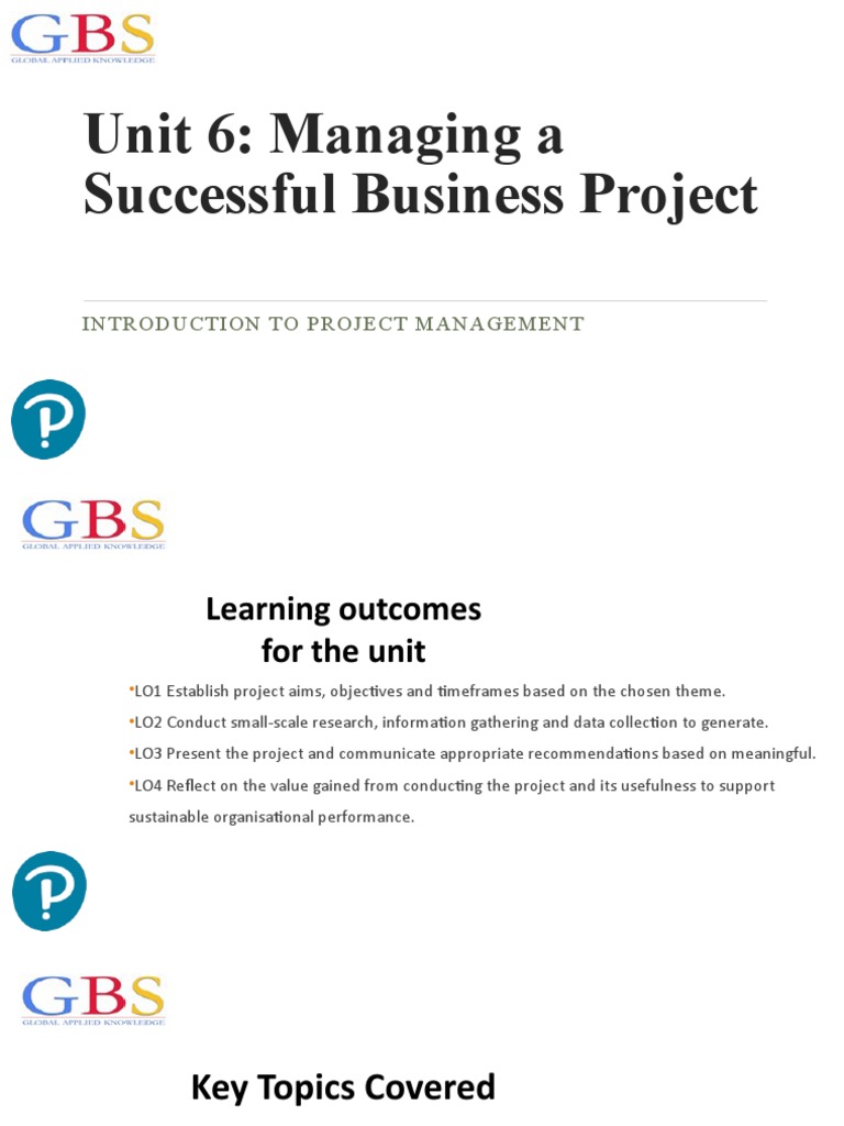 Unit 6: Managing A Successful Business Project: Introduction To Project ...