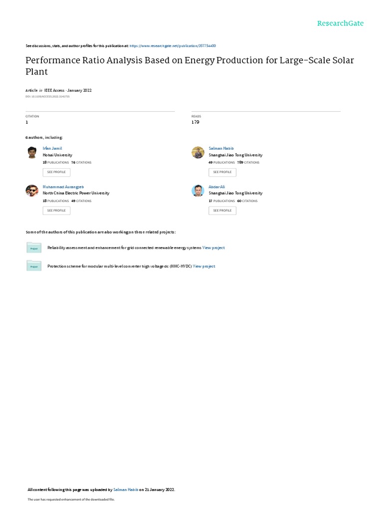 Performance Ratio Analysis Based On Energy Production For Large-Scale ...