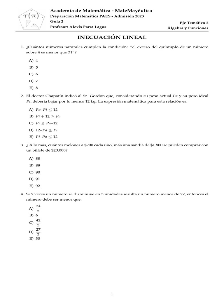 Números y desigualdades en matemáticas | PDF | Matemáticas