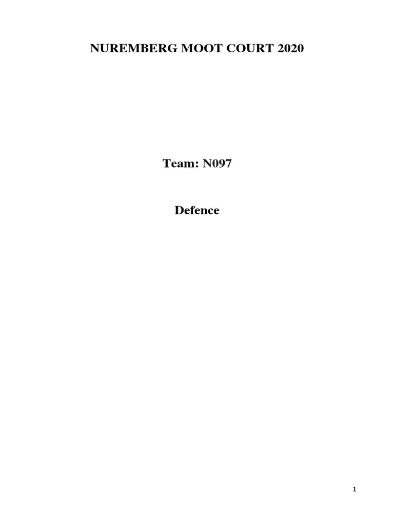 Nuremberg Moot Court 2020-LSE-Defense Memo | Download Free PDF ...