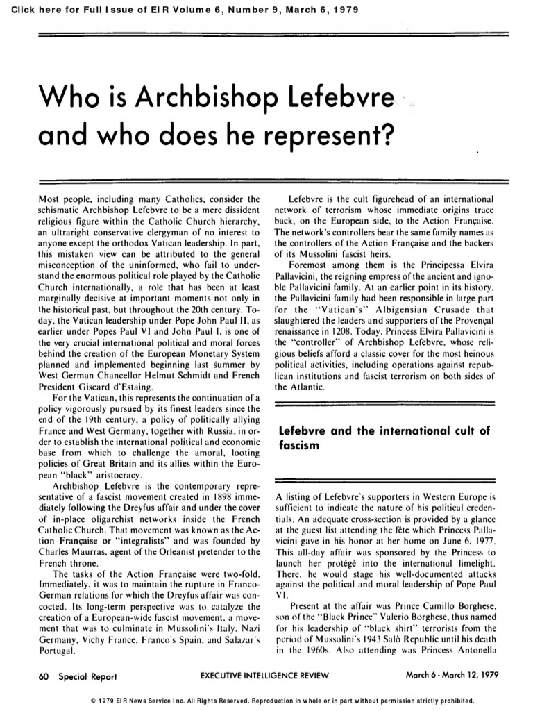 Who Is Archbishop Lefebvre and Who Does He Represent? | PDF | Catholic ...