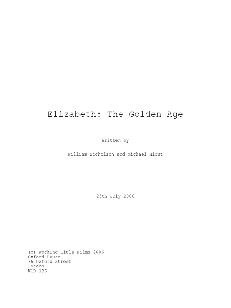 Elizabeth Screenplay | PDF | Elizabeth I Of England | Mary, Queen Of Scots