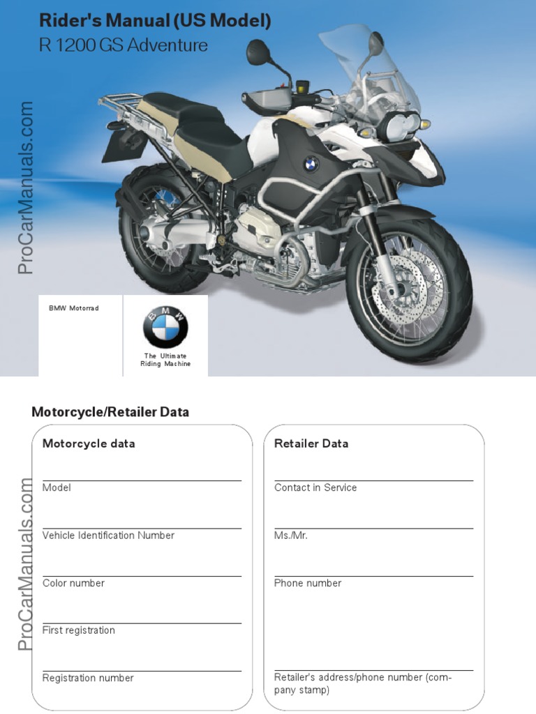 BMW R 1200 Gs Adventure 2012 Owners Manual | PDF | Anti Lock Braking ...