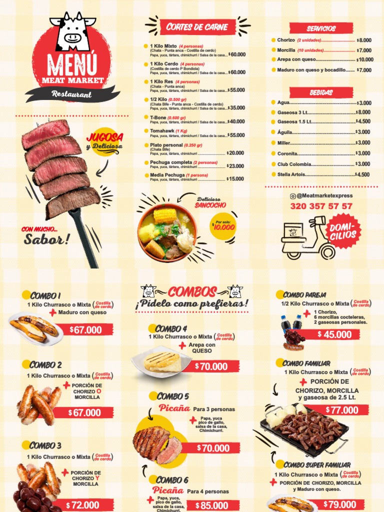 Menú de Carnes del Restaurante Meat Market | PDF | Cerdo | Cocina de ...