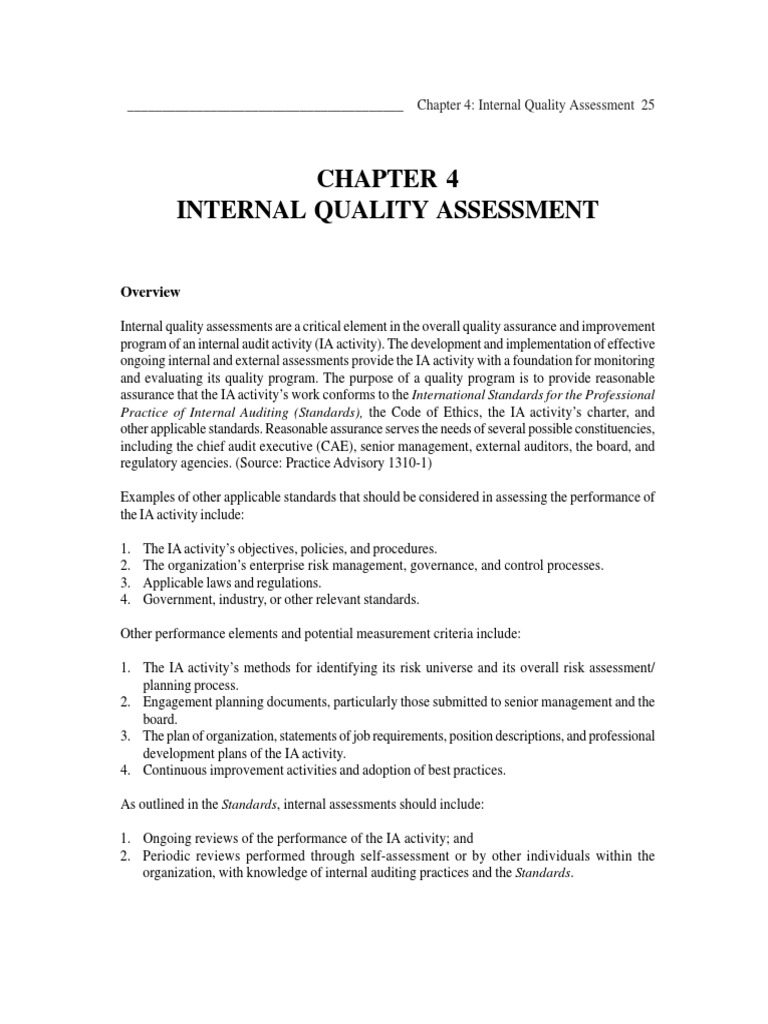 Chapter 4: Internal Quality Assessment 25 | PDF | Internal Audit | Audit