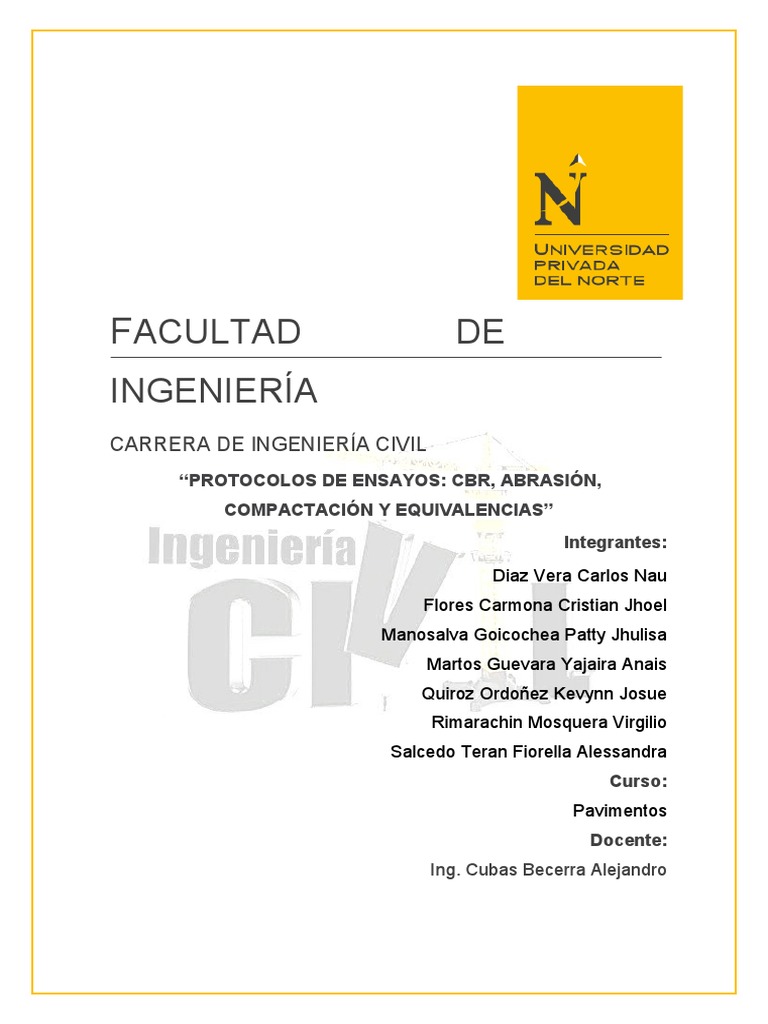 Protocolos CBR, COMPACTACIÓN, ABRASION Y EQUIVALENCIAS | PDF | Agua | Suelo