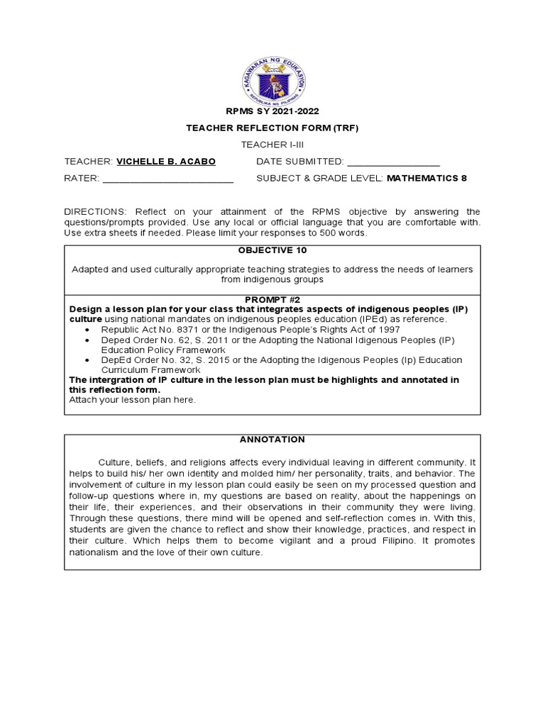 TRF Objective 10 2 | PDF