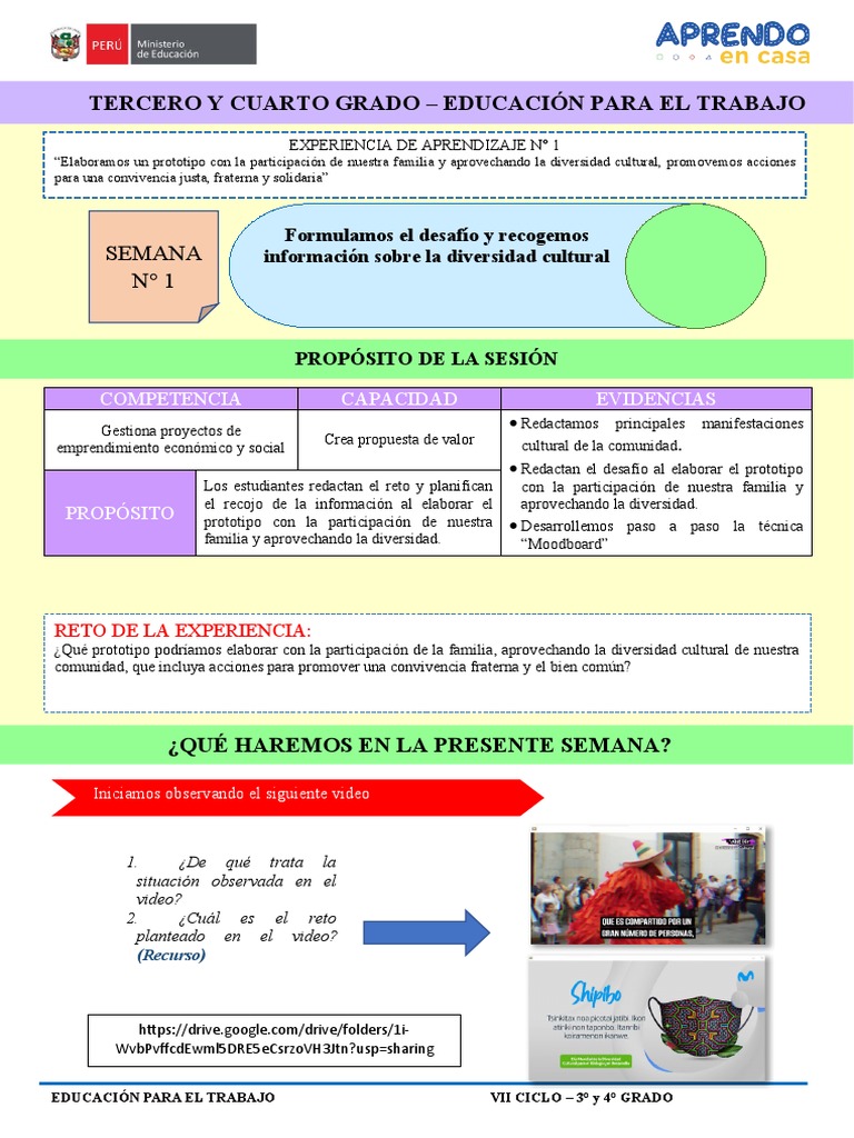 I EXPERIENCIA DE APRENDIZAJE - ACT 1 - 3° y 4° GRADO - SEM 1 | PDF | Perú | Información