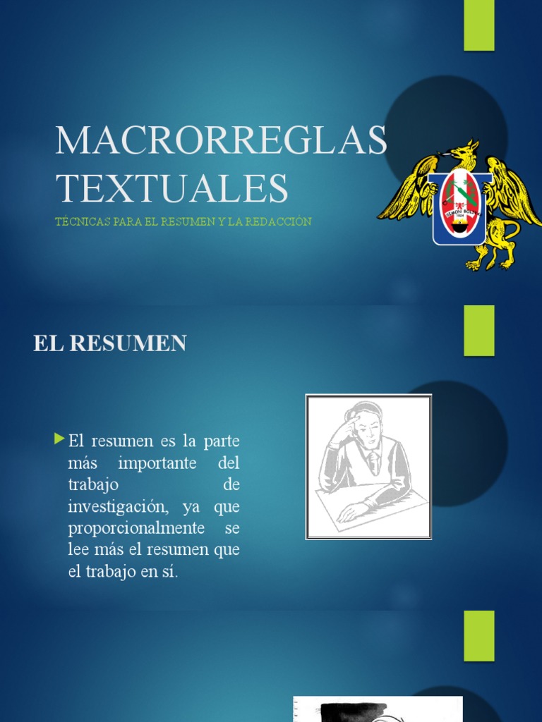 Técnicas para el resumen y la redacción: Macrorreglas textuales y su ...