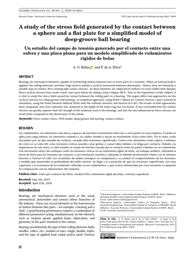 A Study of The Stress Field Generated by The Contact Between A Sphere ...