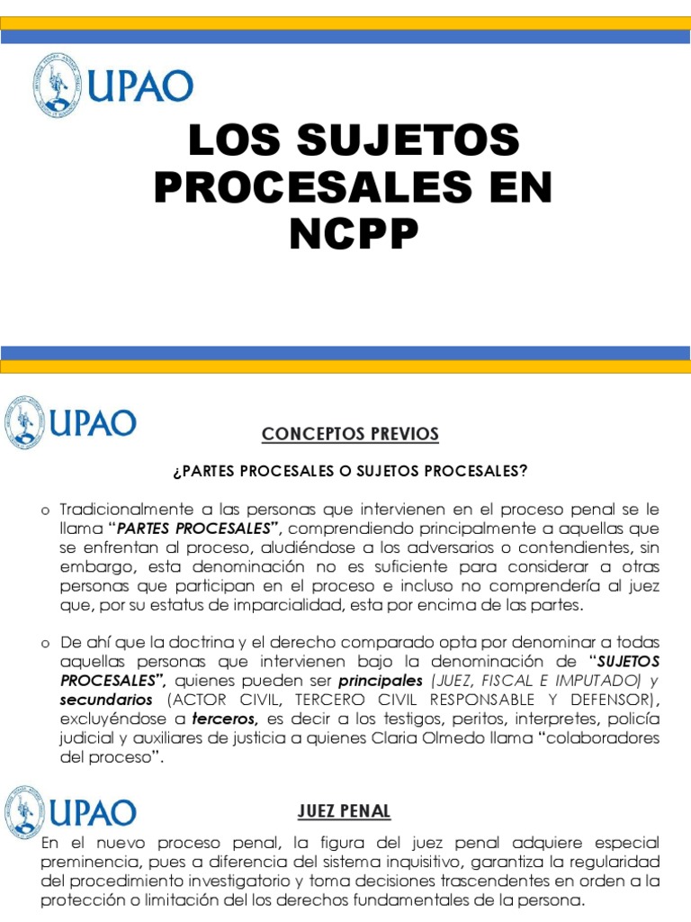 Los Sujetos Procesales en El NCPP | PDF | Queja | Derecho penal