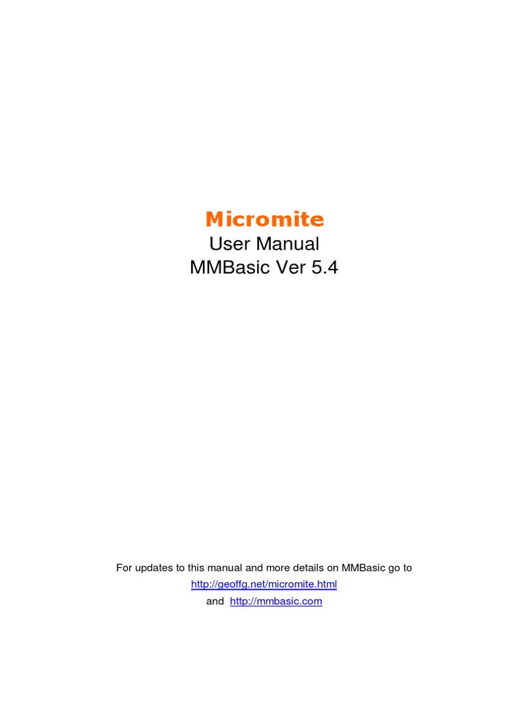 Micromite Manual | PDF | Computer Program | Command Line Interface