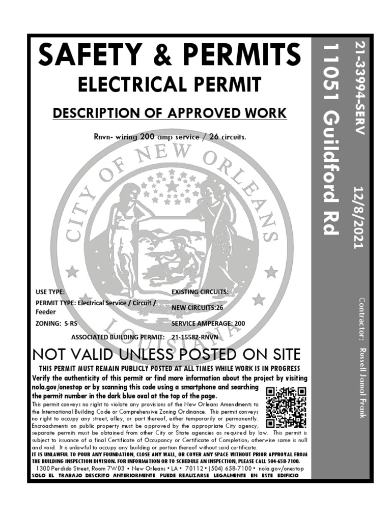 Safety & Permits: Electrical Permit | PDF