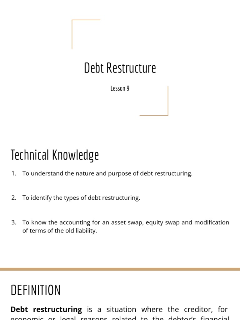 Lesson9 - Debt Restructure | PDF | Equity (Finance) | Debt