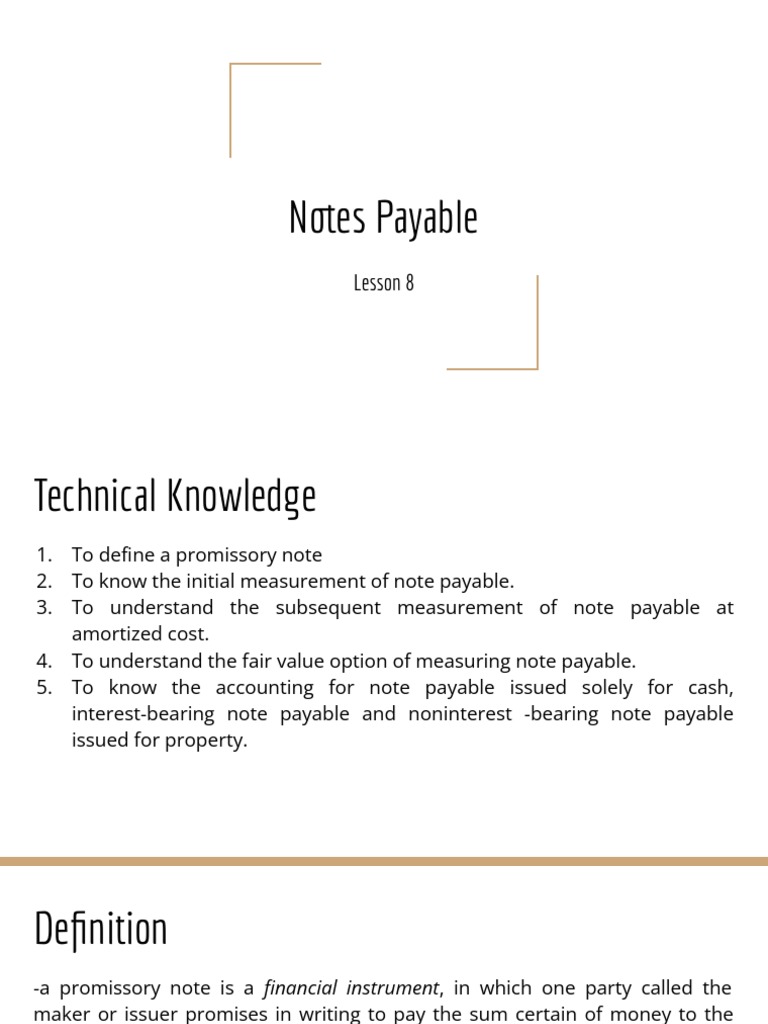Lesson8 - Notes Payable | PDF | Promissory Note | Money