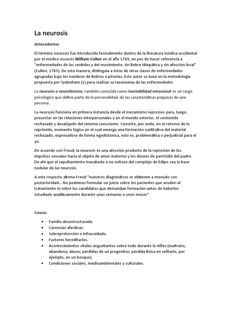 La Neurosis | PDF | Neurosis | Sigmund Freud