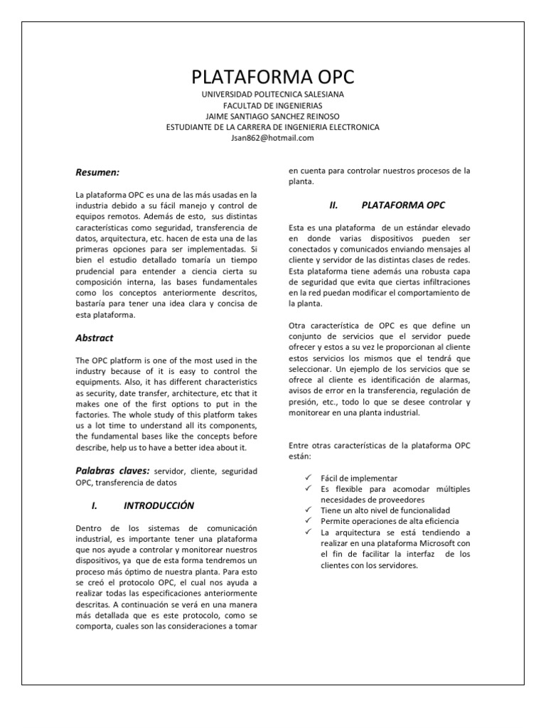 OPC | PDF | Servidor (Computación) | Software