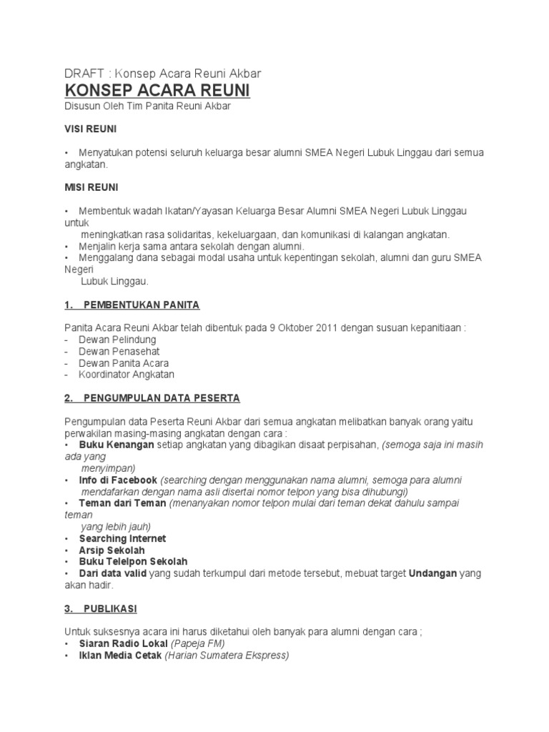 DRAFT Acara Reuni | PDF