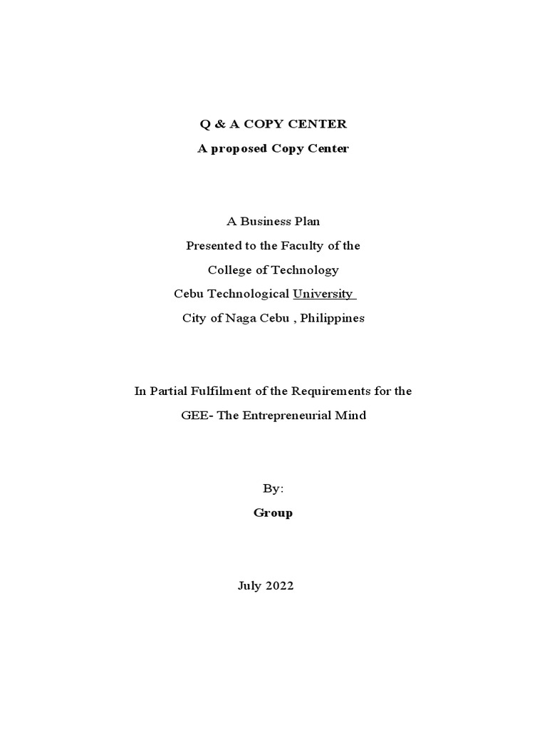 Q & A Copy Center Business Plan | PDF | Expense | Logos