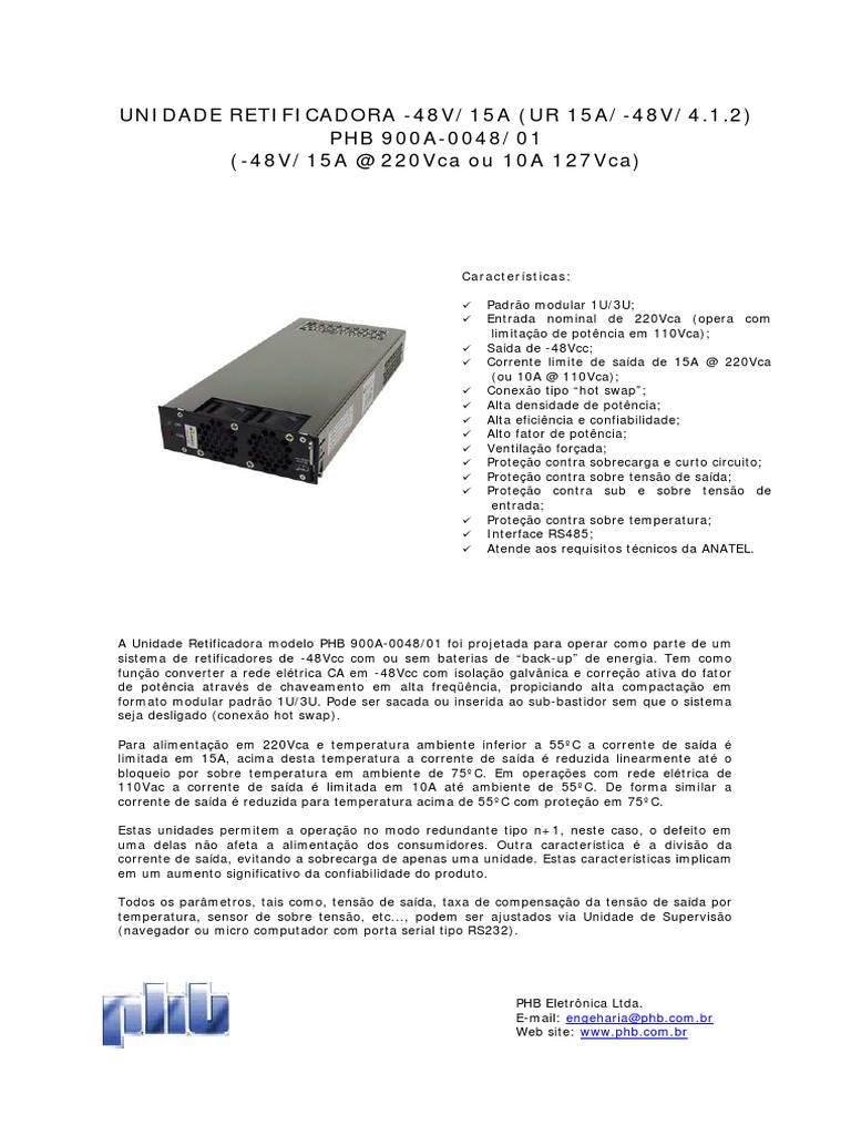 Especificações 900A Rev - A1 - BR | PDF | Corrente elétrica | Potência ...