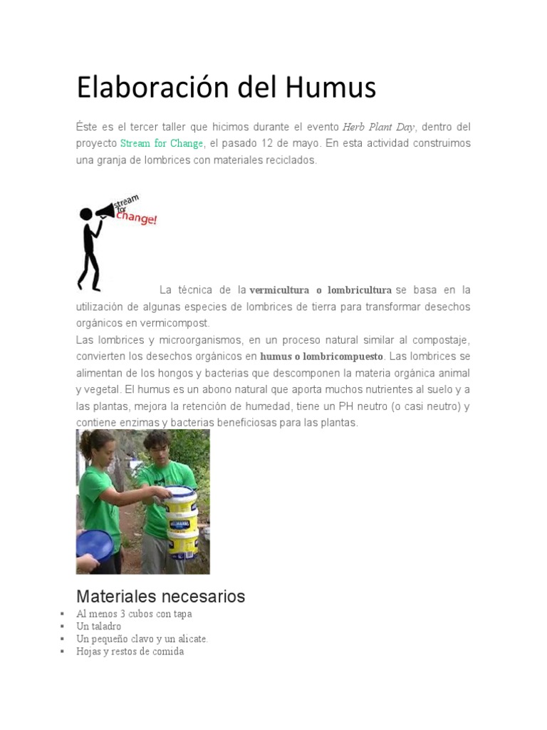 Elaboración Del Humus | PDF | Alimentos | Fertilizante