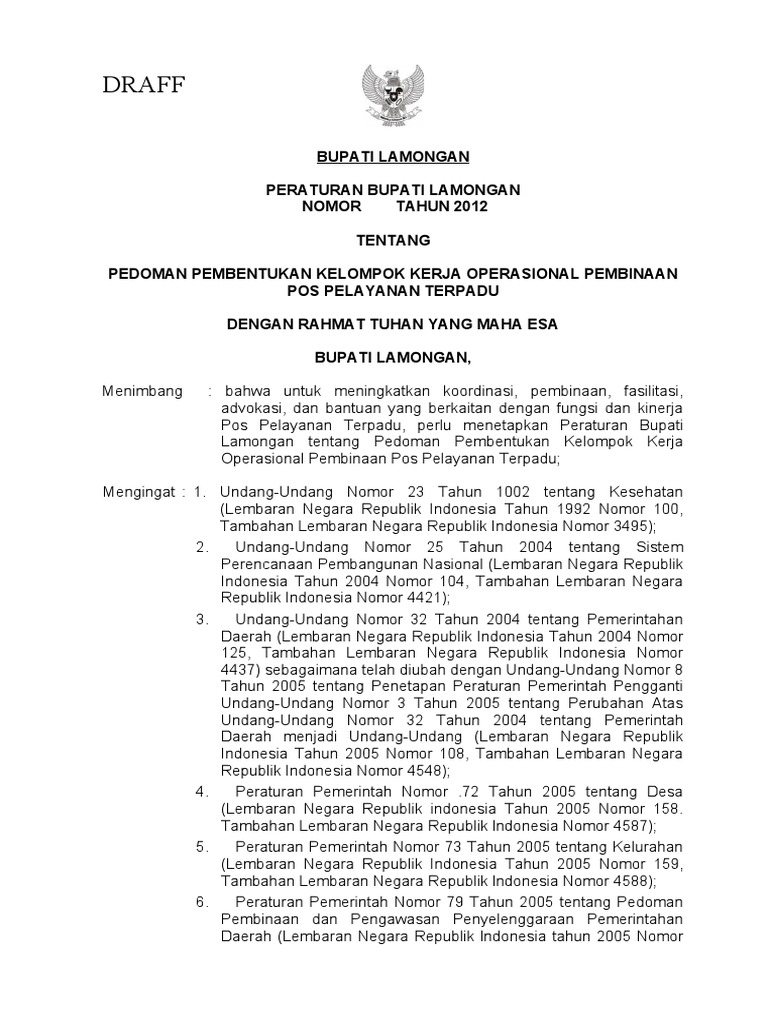 Draff Perbup Pokjanal | PDF | Pengelolaan Keuangan & Uang