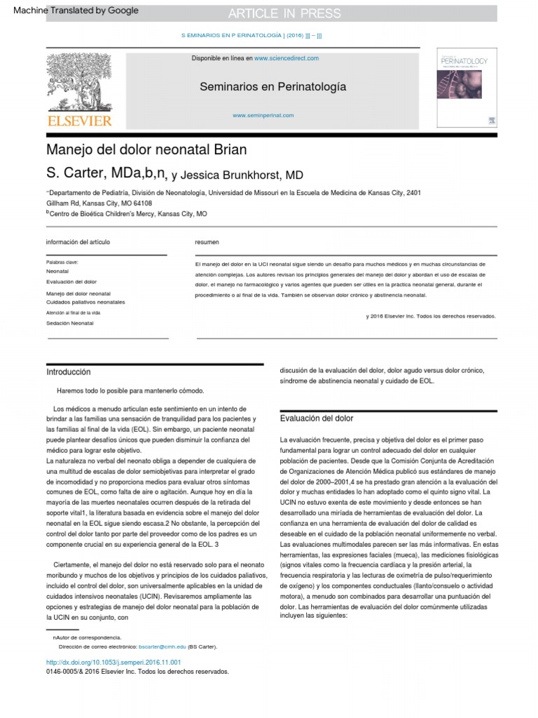 4.Esp-Neonatal Pain Management | PDF | Farmacología | Medicina CLINICA