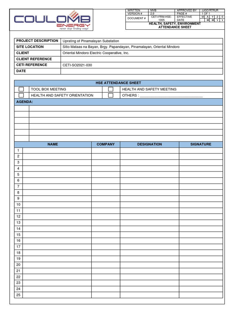 Attendance and Toolbox | PDF