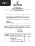 Character Evaluation Form | PDF | Evaluation | Teachers