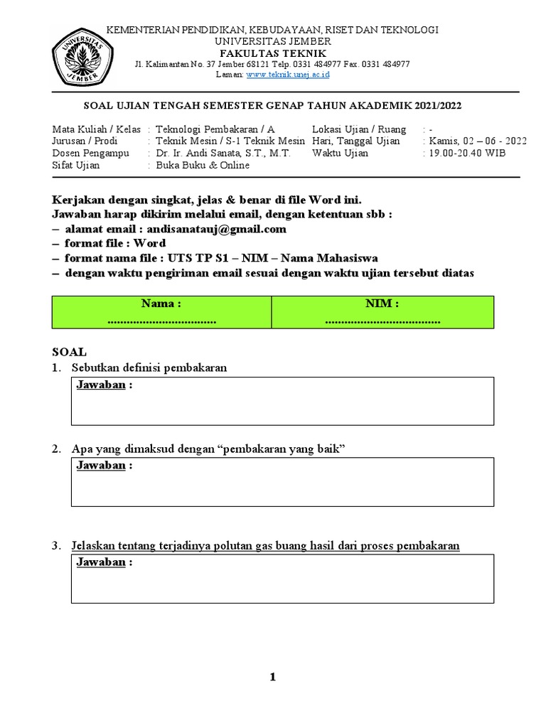 UTS TP S1 - NIM - Nama Mahasiswa. | PDF | Seni | Teknologi & Rekayasa