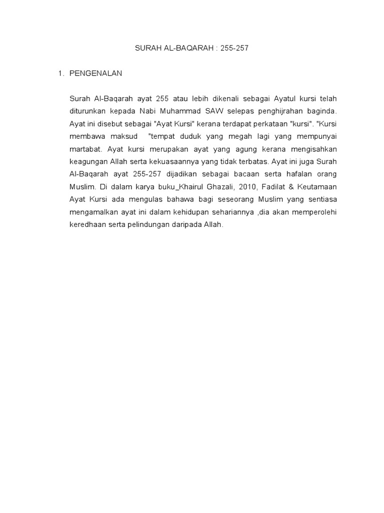 Assignment Ctu SURAH AL-BAQARAH - 255-257 | PDF | Agama & Spiritualitas