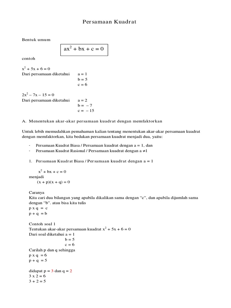 Materi Persamaan Kuadrat 2 | PDF | Griya & Taman | Sains & Matematika