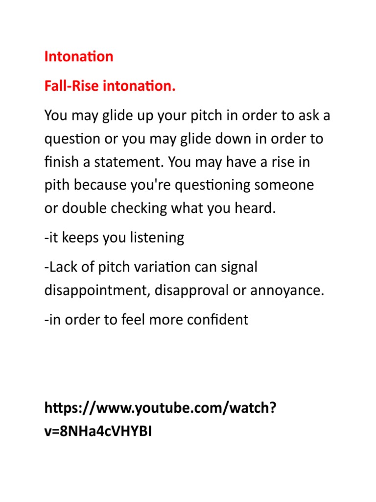 Intonation Fall-Rise Intonation.: V 8Nha4Cvhybi | PDF | English ...