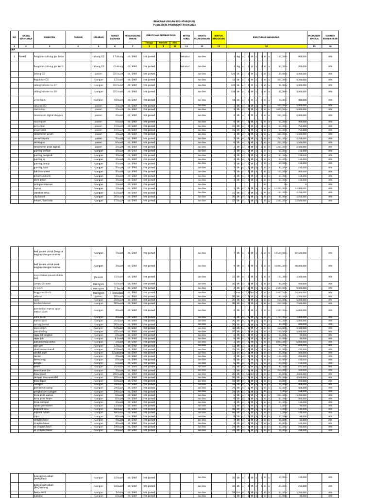 Contoh RUK RPK Tahunan Dan Bulanan Poned | PDF