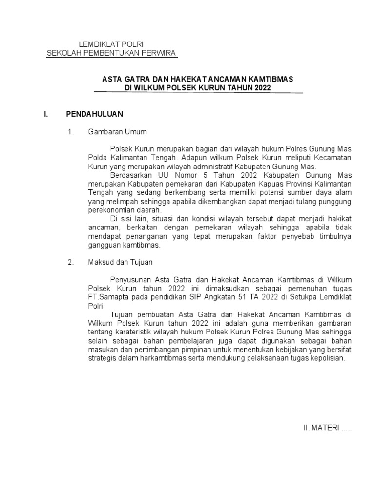 Asta Gatra Dan Hakekat Ancaman Kamtibmas | PDF