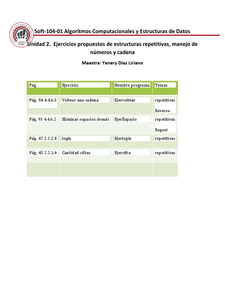 Ejercicios de Estructuras Repetitivas | PDF