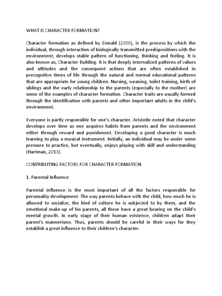 Understanding Character Formation | PDF | Loyalty | Integrity