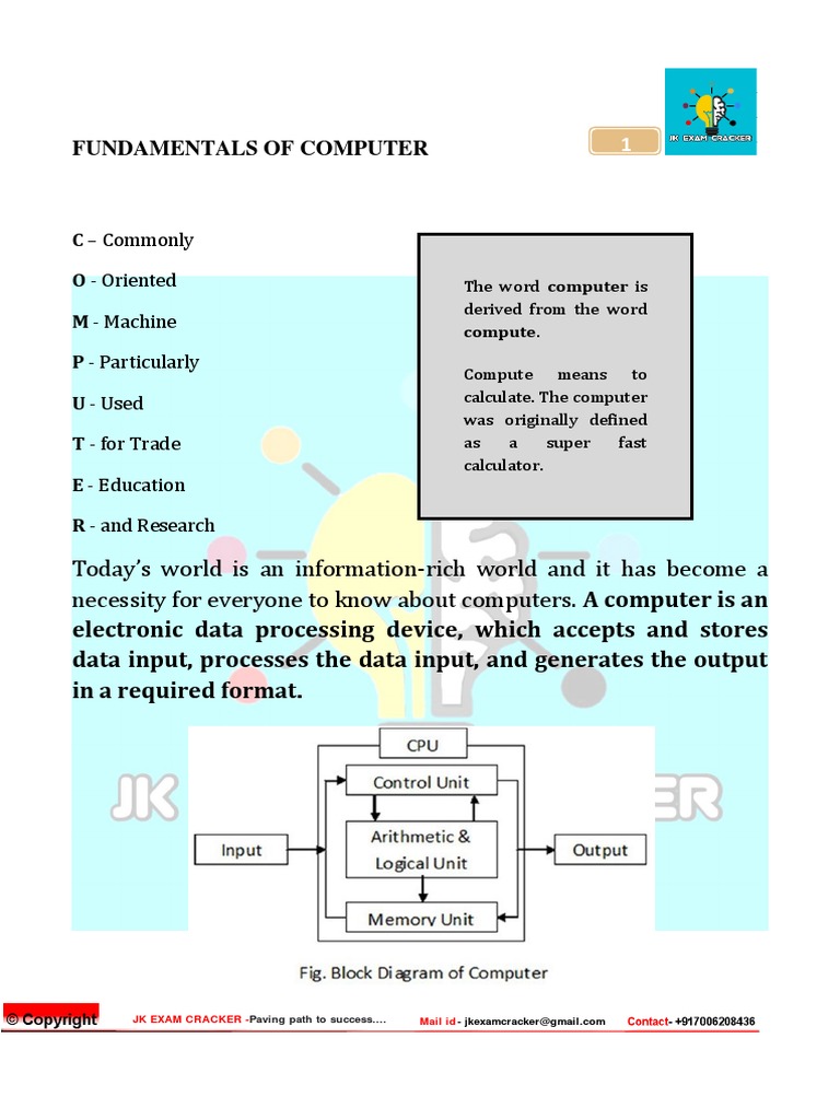 Comp JKSSB Fundamentals of Computer | PDF | Computer Data Storage ...